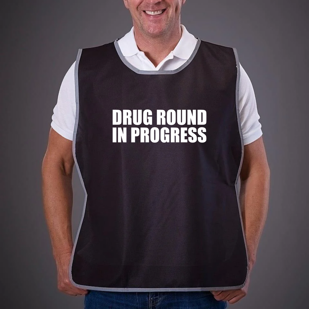 Drug Round In Progress Adult Reflective Border Polyester Tabard – Red ...